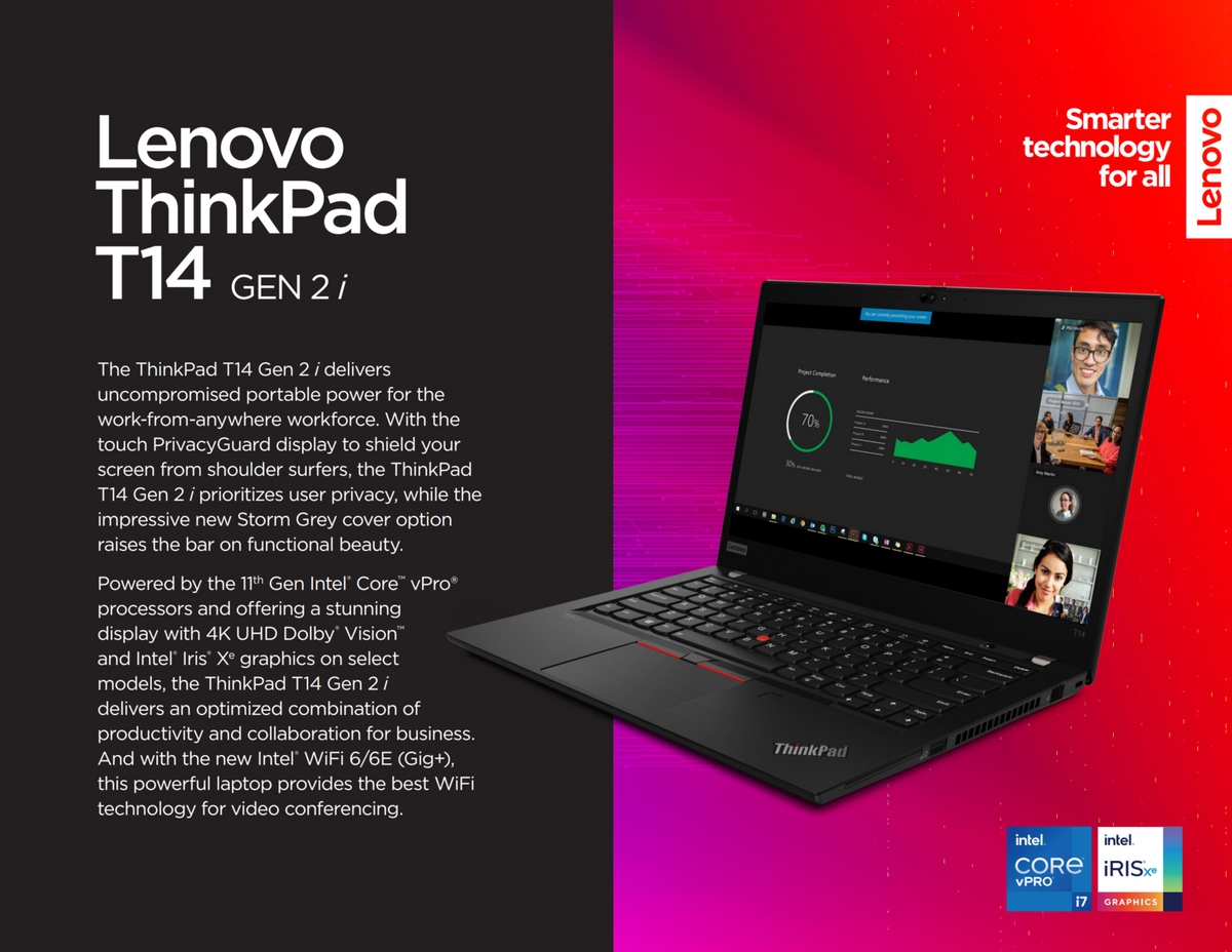 Lenovo ThinkPad T14 Gen 2 UHD - Refurbished - 11th Gen Laptop (i5 ...